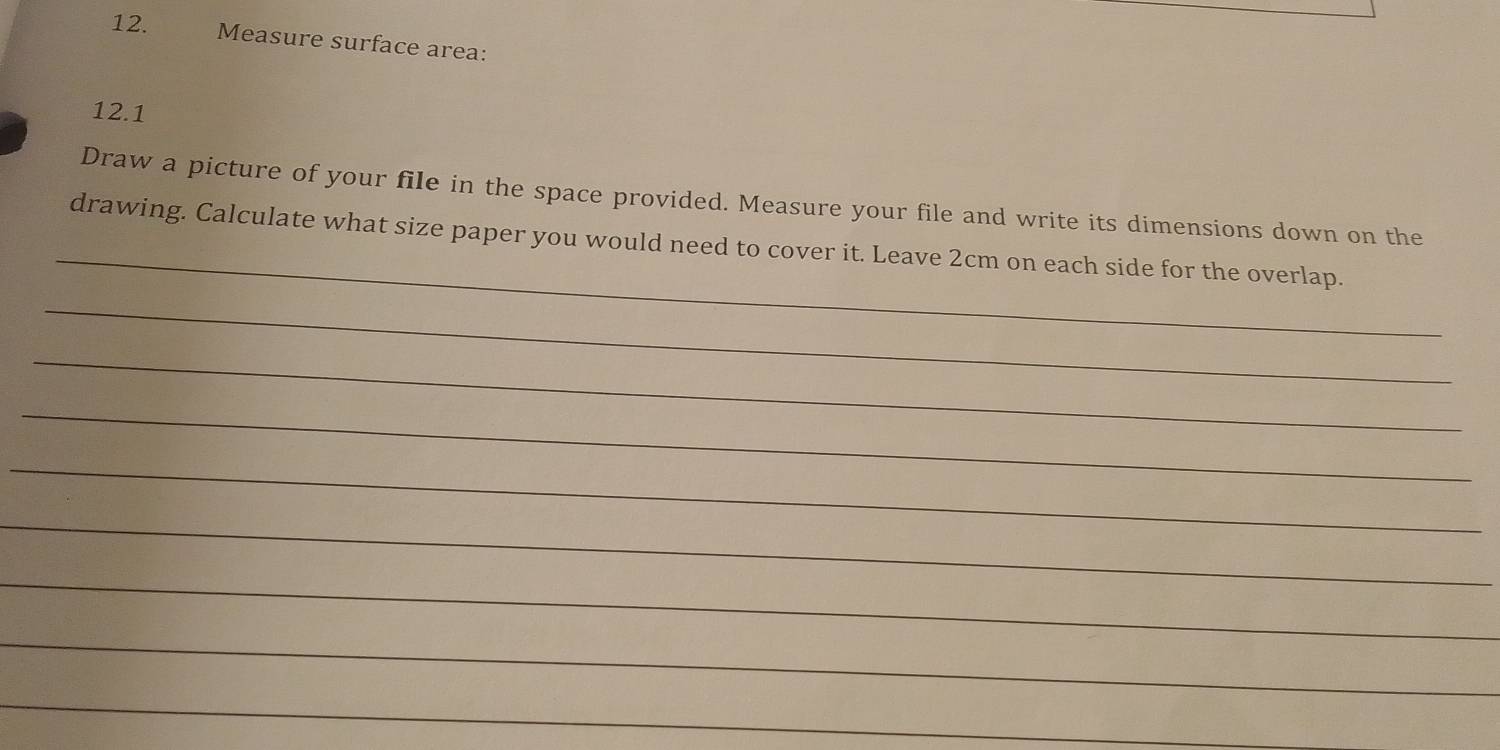 Solved: Measure surface area: 12.1 _ Draw a picture of your file in the ...