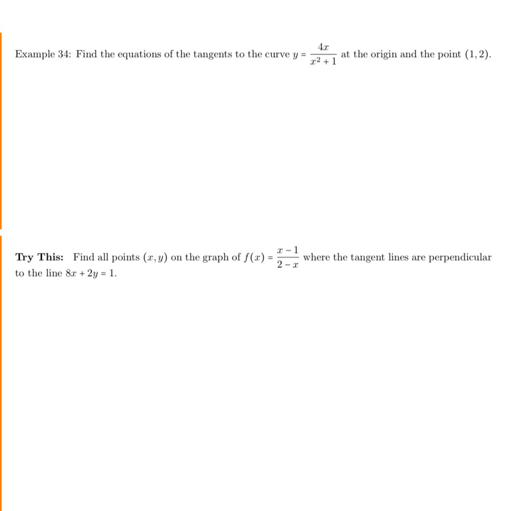 Solved: Example 34: Find the equations of the tangents to the curve y ...