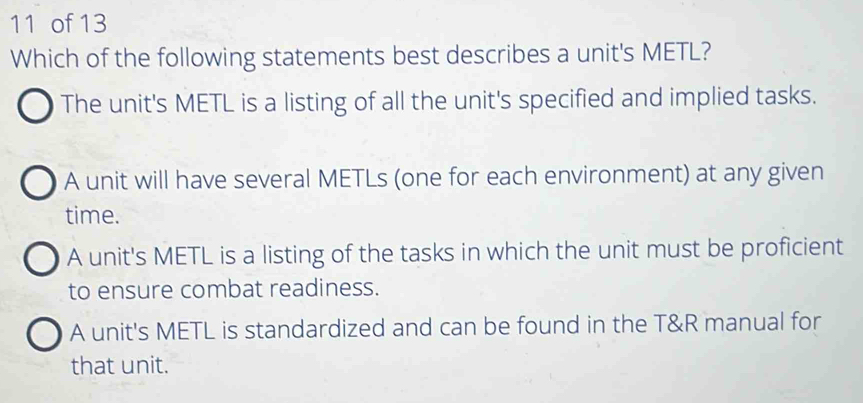 Solved: of 13 Which of the following statements best describes a unit's ...
