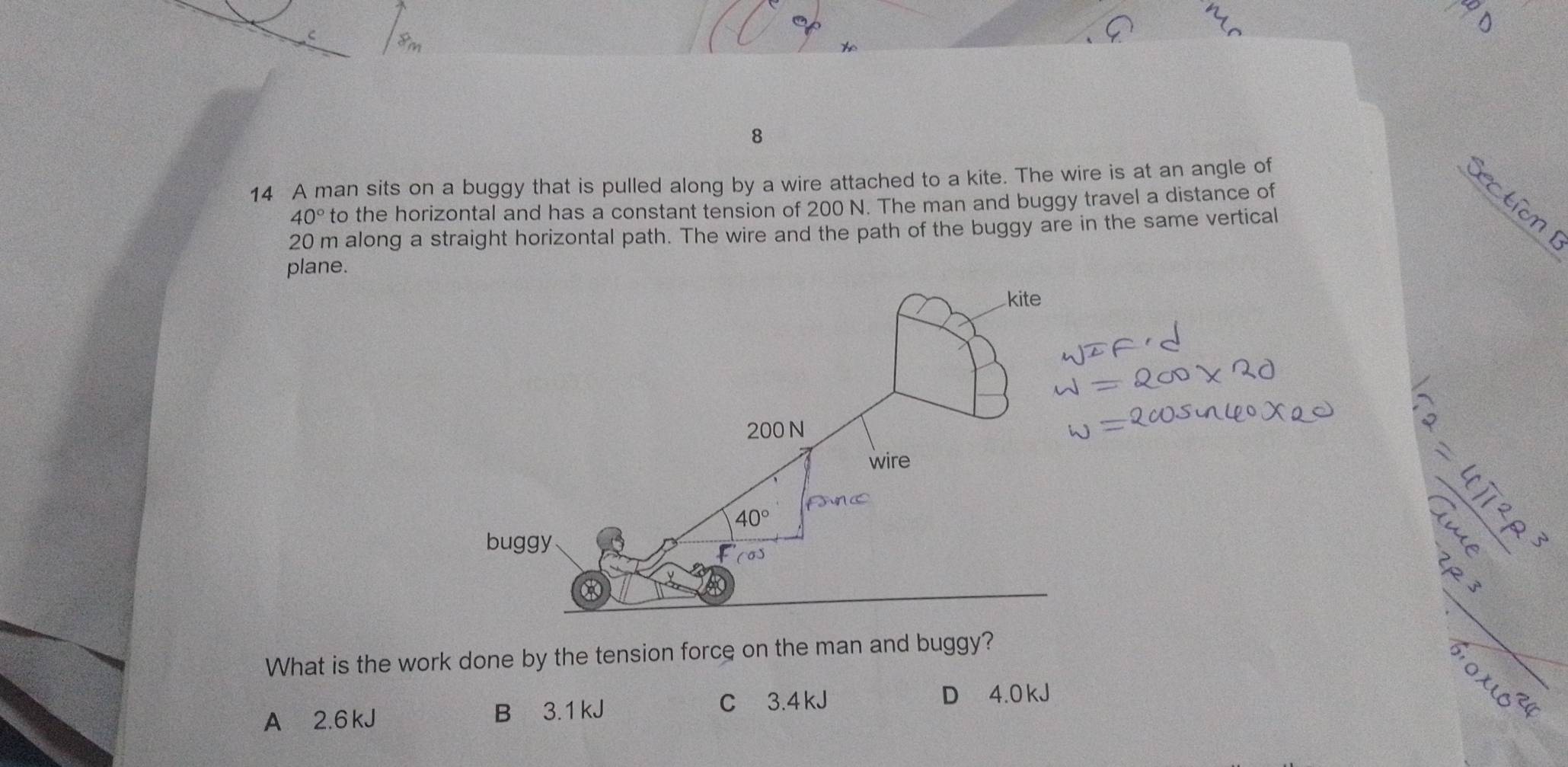 Solved: 8 14 A man sits on a buggy that is pulled along by a wire ...