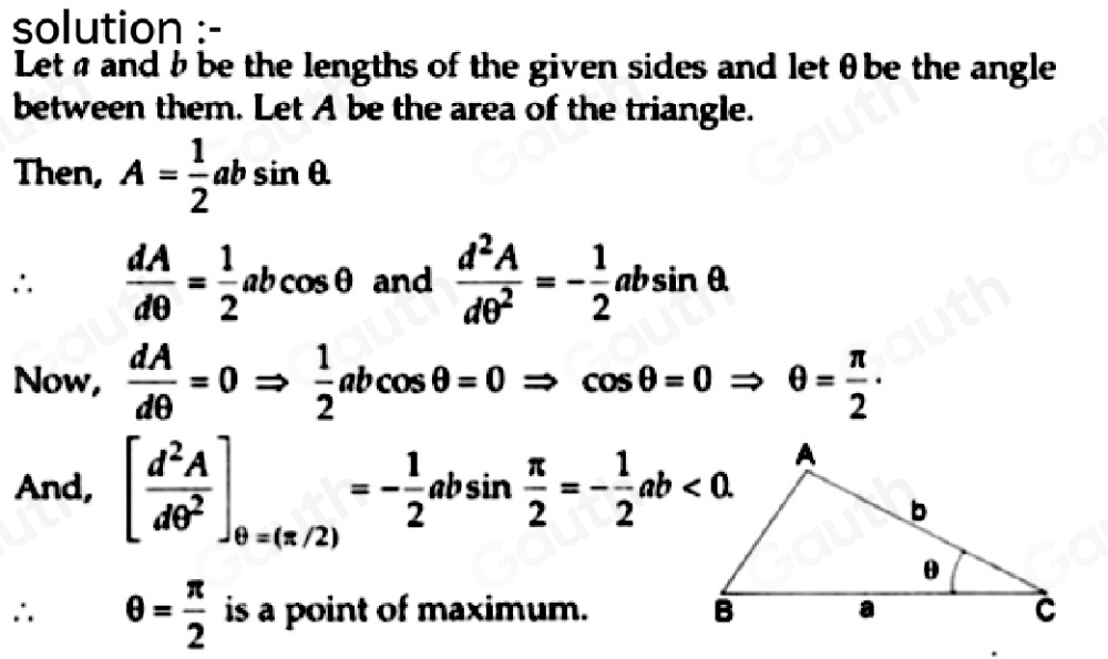 Solved: A gutter having a triangular cross section is to be made by ...