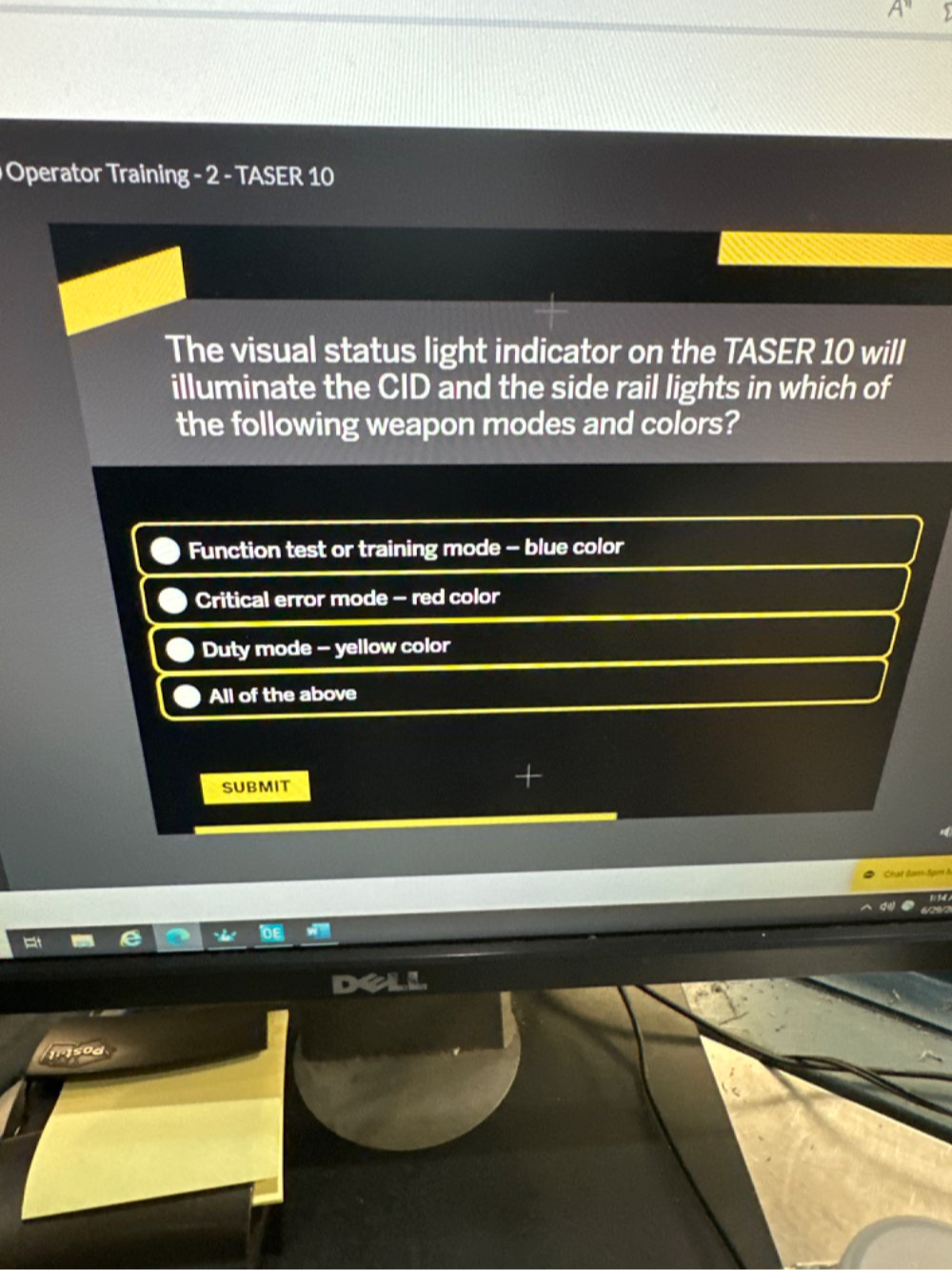 Solved: Operator Training - 2 - TASER 10 The visual status light ...