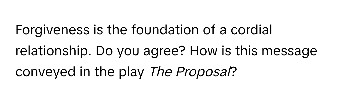 Solved: Forgiveness is the foundation of a cordial relationship. Do you ...
