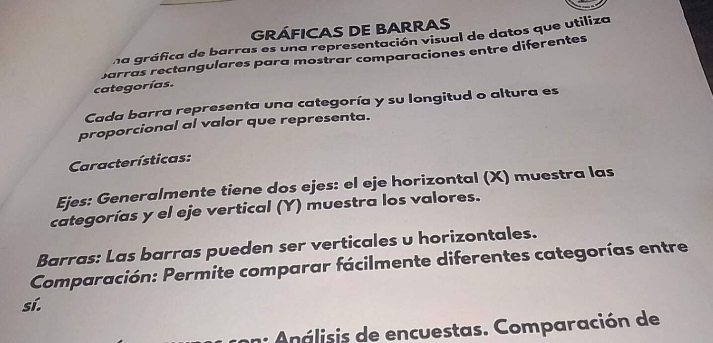 Resuelto:GRÁFICAS DE BARRAS na gráfica de barras es una representación ...