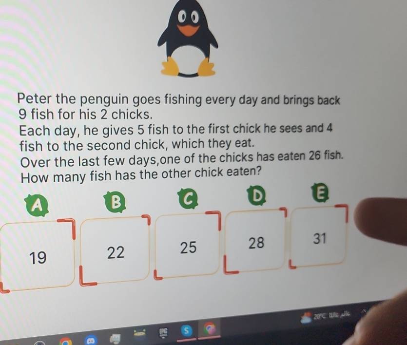 تم الحل:Peter the penguin goes fishing every day and brings back 9 fish ...