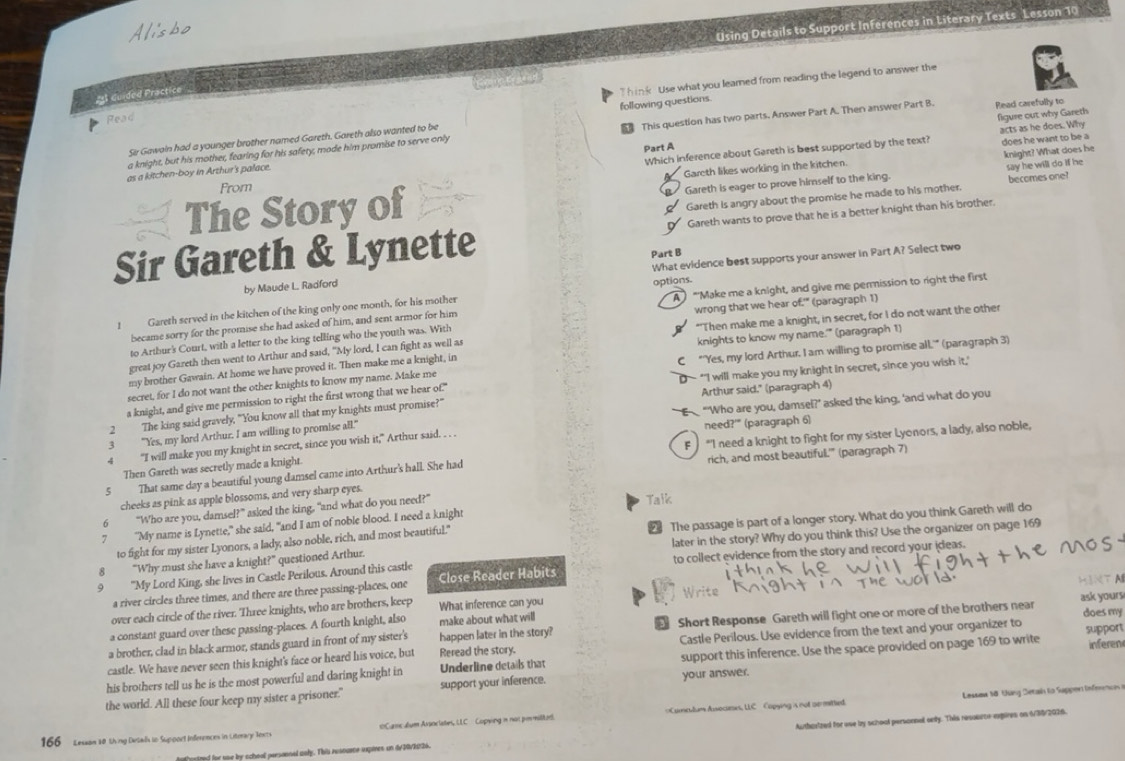 Solved: Using Details to Support Infere Literary Texts Lesson 10 Al ...