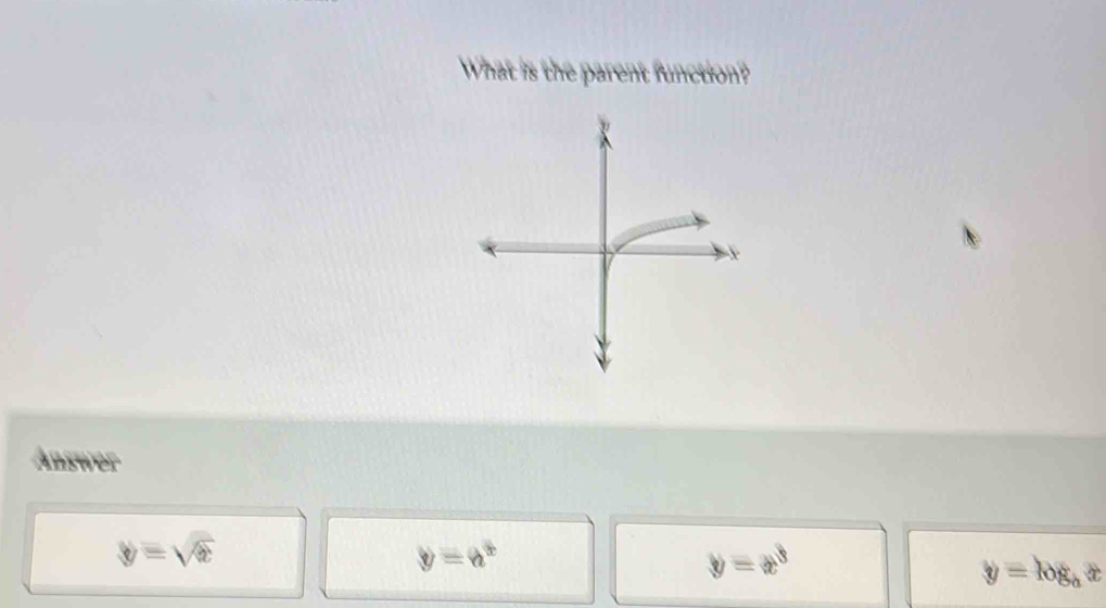 Solved: what s Answer y=sqrt(x) A 2 [Math]