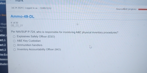 Solved: los Jul 24 2024 | Logged in as : 1508972292 Assessment progress ...