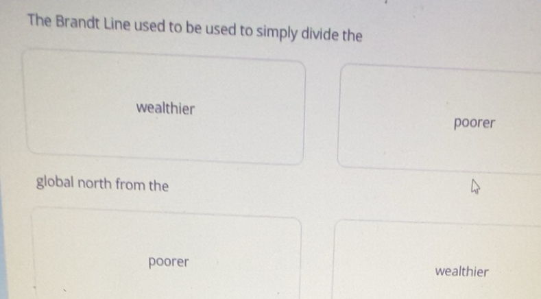 Solved: The Brandt Line used to be used to simply divide the wealthier ...