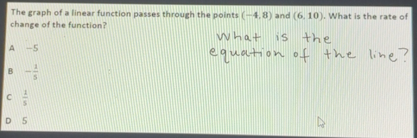 Solved: The graph of a linear function passes through the points (-4,8 ...
