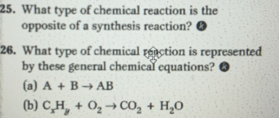 Solved: What type of chemical reaction is the opposite of a synthesis ...