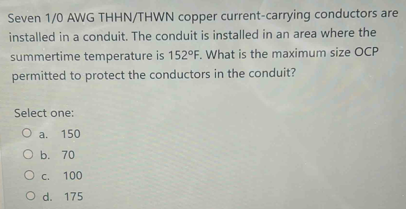 Solved: Seven 1/0 AWG THHN/THWN copper current-carrying conductors are ...