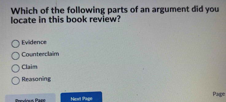 Solved: Which of the following parts of an argument did you locate in ...