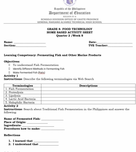 Solved: Republic of the Philippines Department of Education REGION IV-A ...
