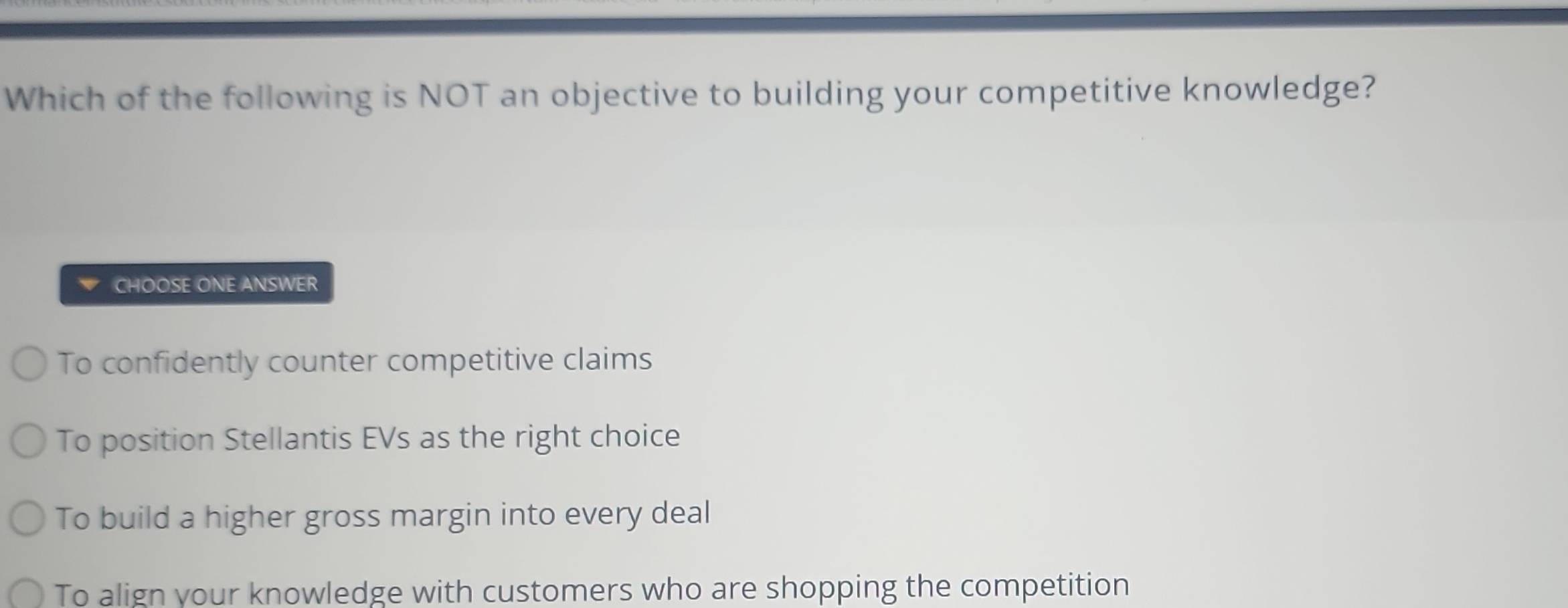 Solved: Which of the following is NOT an objective to building your ...