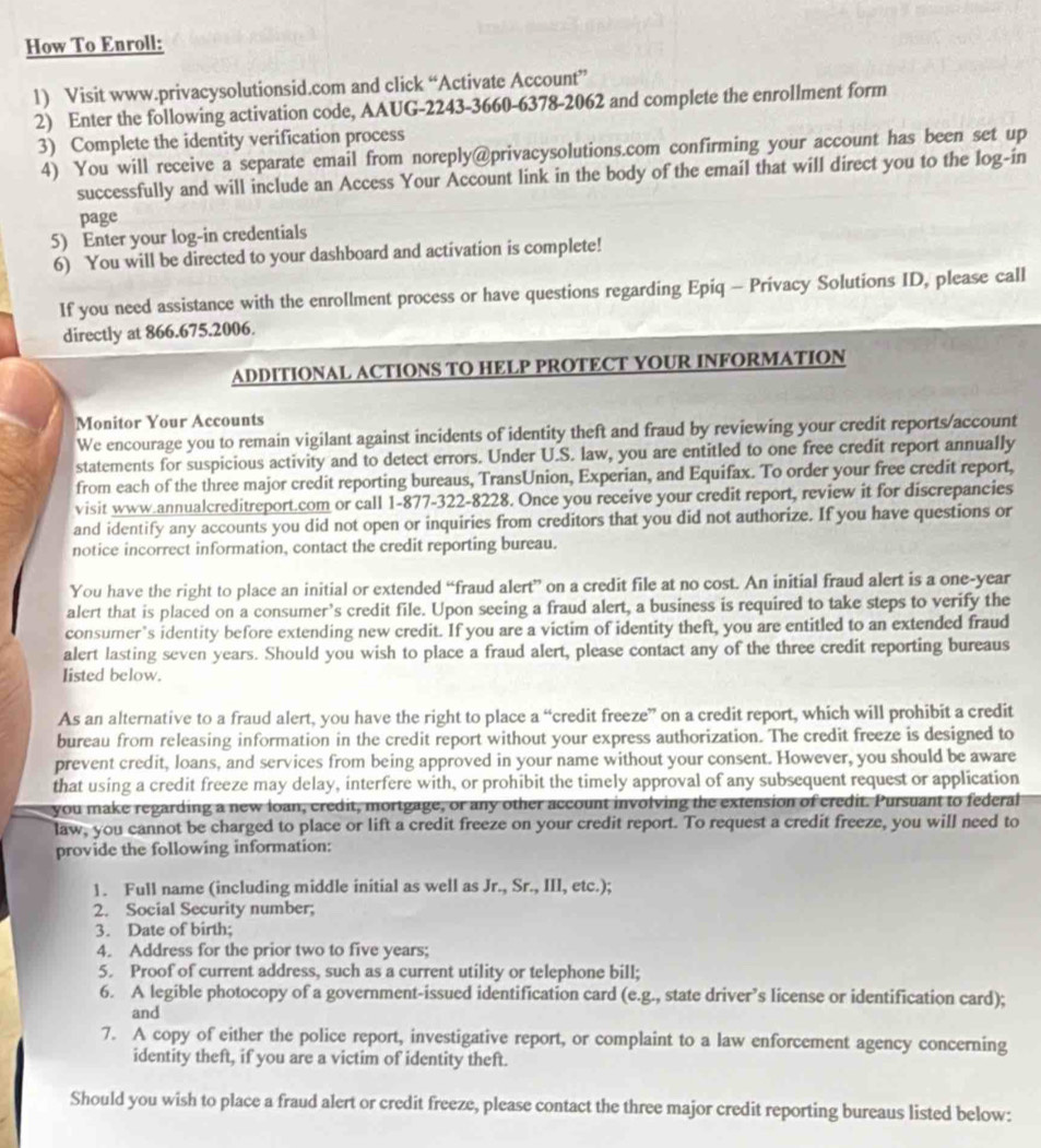 Solved: How To Enroll: 1) Visit www.privacysolutionsid.com and click ...