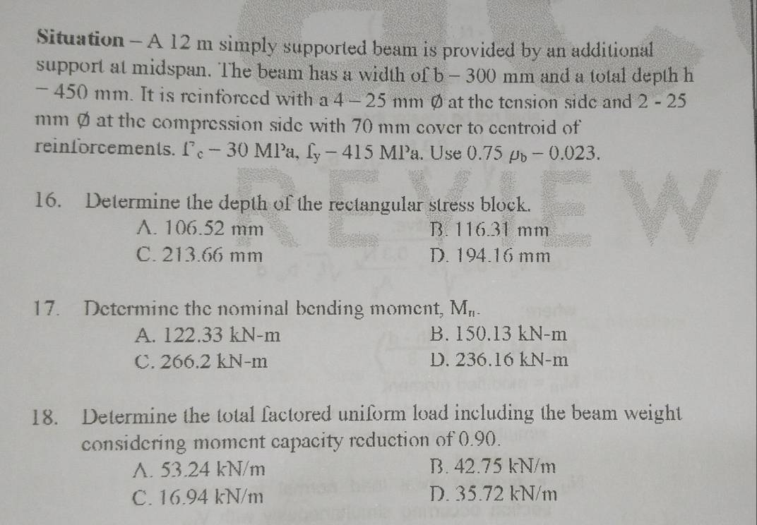 Solved: Situation - A 12 m simply supported beam is provided by an ...