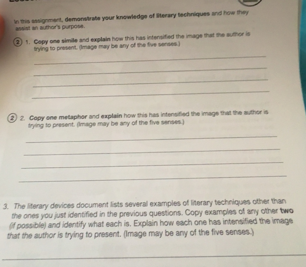 Solved: In this assignment, demonstrate your knowledge of literary ...