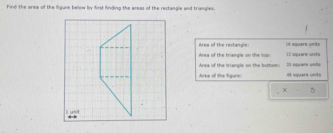 Find the area of the figure below by first finding the areas of the ...