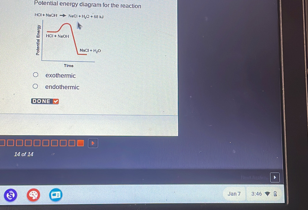 Solved: Potential energy diagram for the reaction HCl+NaOH NaCl+H_2O ...