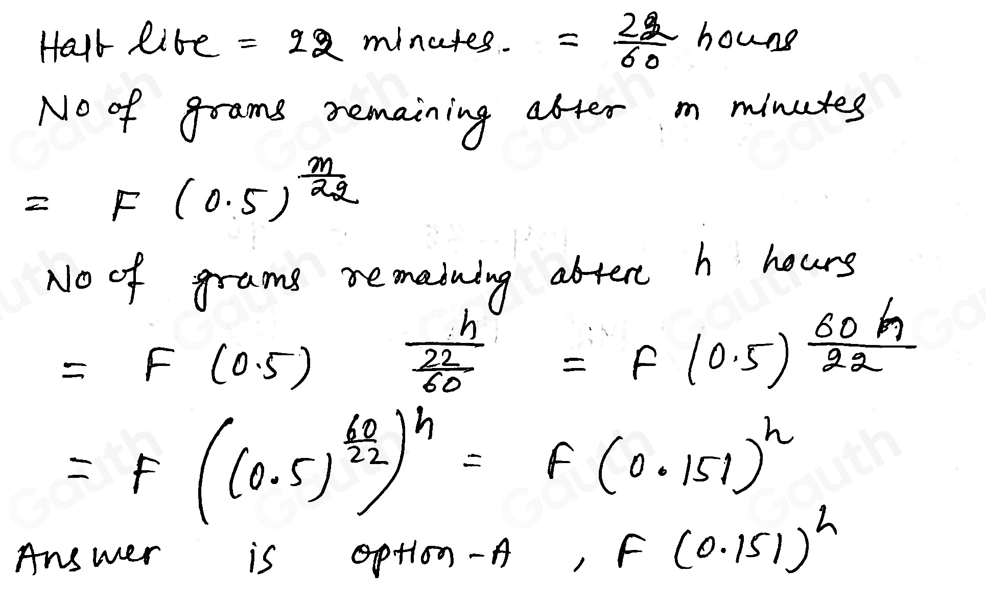 Solved: The half-life of the isotope Francium- 223 is 22 minutes. For a ...
