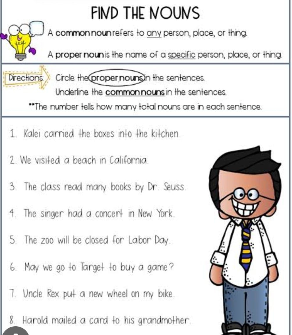 Solved: FIVD THE VOUVS A common noun refers to any person, place, or ...