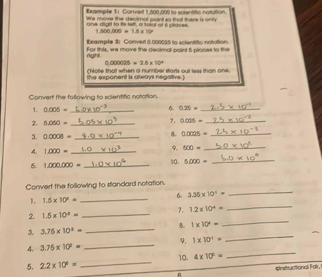 Solved: Example 1: Convert 1,500,000 to scientific notation. We move ...