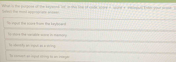 Solved: What is the purpose of the keyword 'int' in this line of code ...