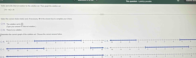 Solved: This guestion: 1 point(s) possible Solve and write interval ...