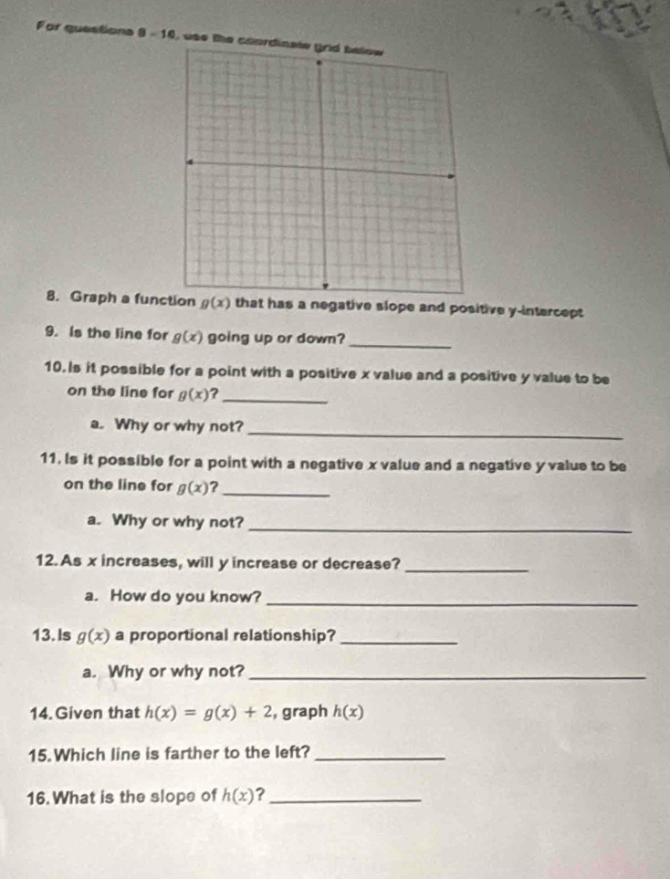 Solved: For questions 8-16 , use the coordinate grd below . 8. Graph a ...