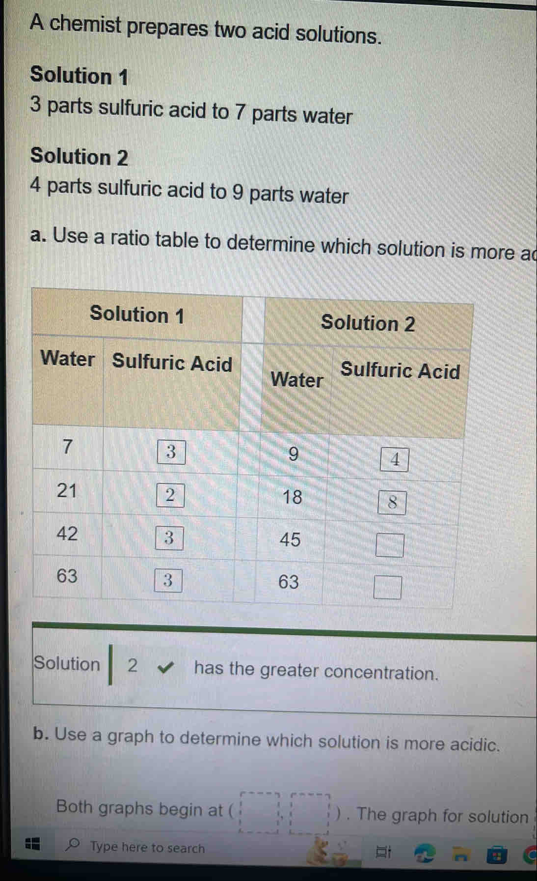 Solved: A chemist prepares two acid solutions. Solution 1 3 parts ...
