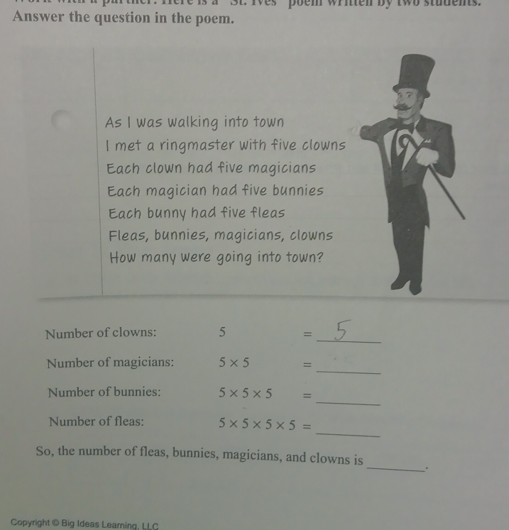 Solved: St. Ives poem written by two students. Answer the question in ...