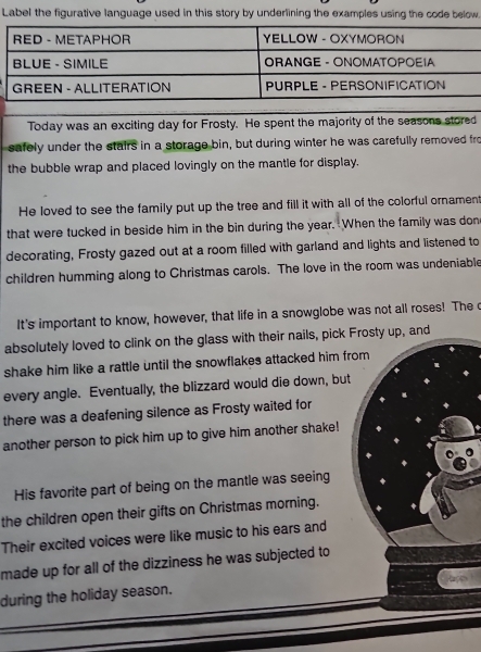 Solved: Label the figurative language used in this story by underlining ...