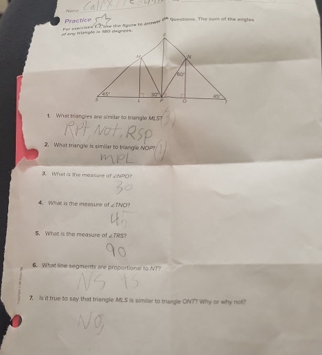Solved: Name _ _ Practice For exercises 1. 7 lse the figure to answer 4 ...