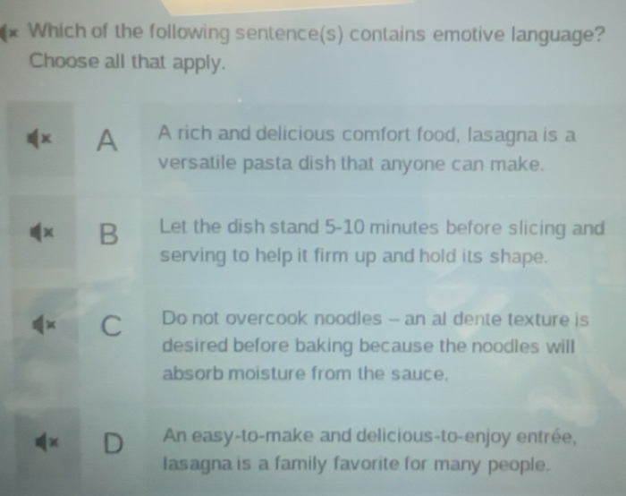 Solved: Which of the following sentence(s) contains emotive language ...