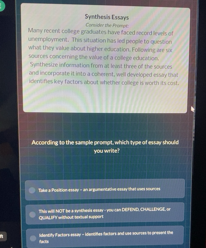 Gelöst:Synthesis Essays Consider the Prompt: Many recent college ...