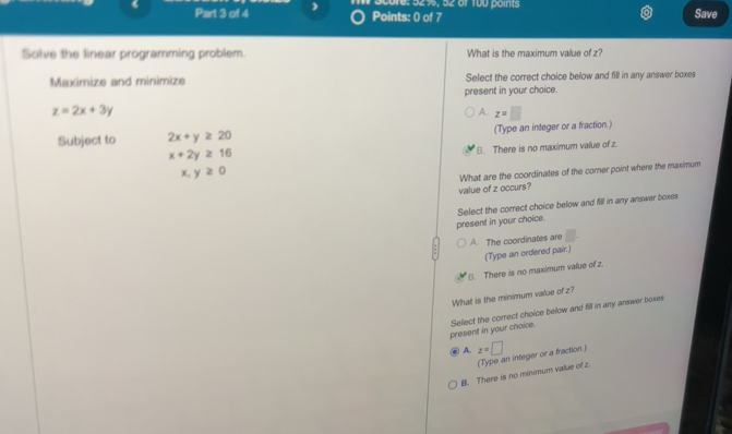 Solved: Score: 529, 52 of 100 points 4 Part 3 of 4 Points: 0 of 7 Save ...