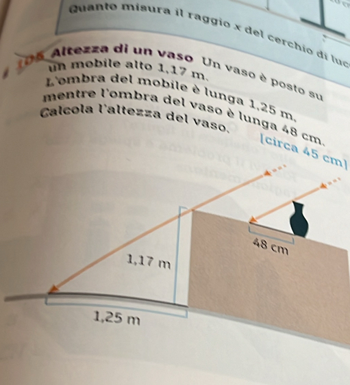 Risolto:Quanto misura il raggio x del cerchio di luo un mobile alto 1 ...