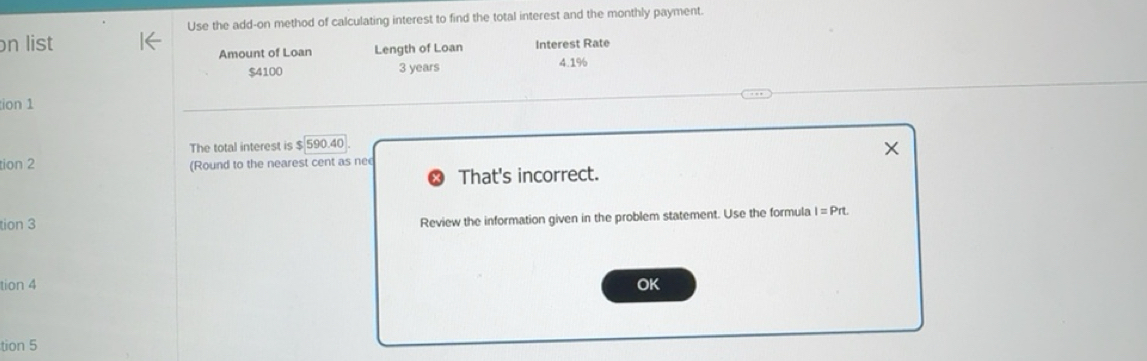 Solved: Use the add-on method of calculating interest to find the total ...