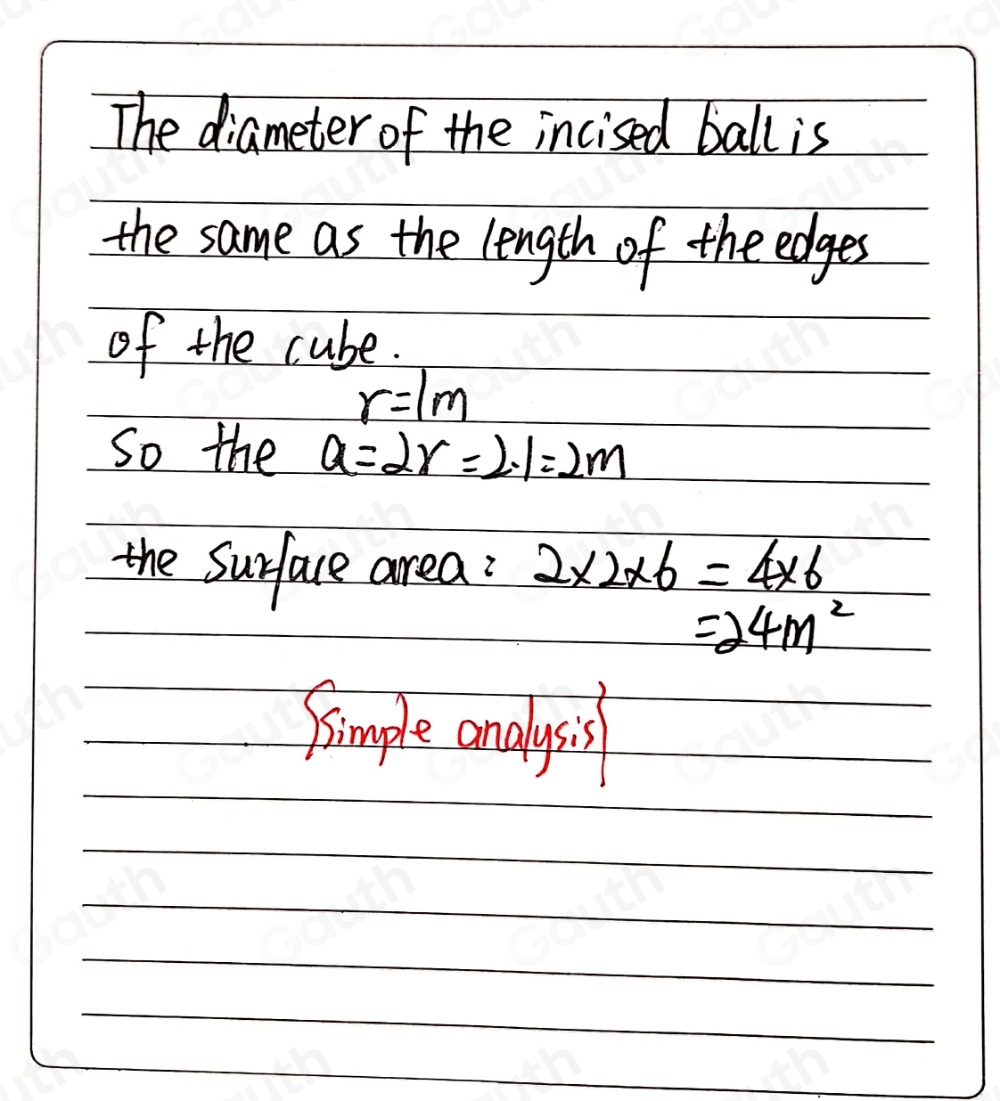 Solved: A cube is inscribed in a sphere with radius 1 m. What is the ...