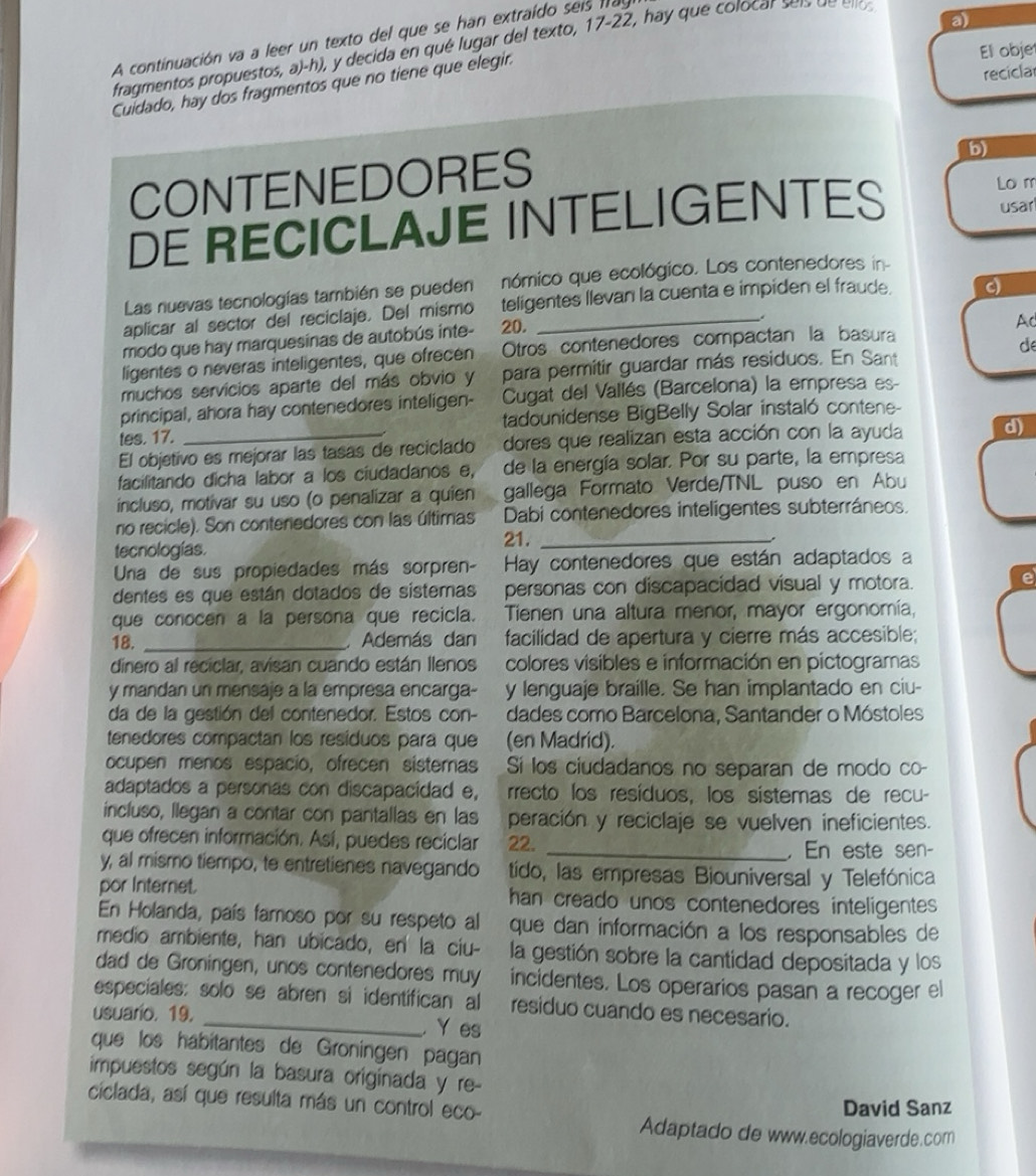Risolto:A continuación va a leer un texto del que se han extraído seis ...
