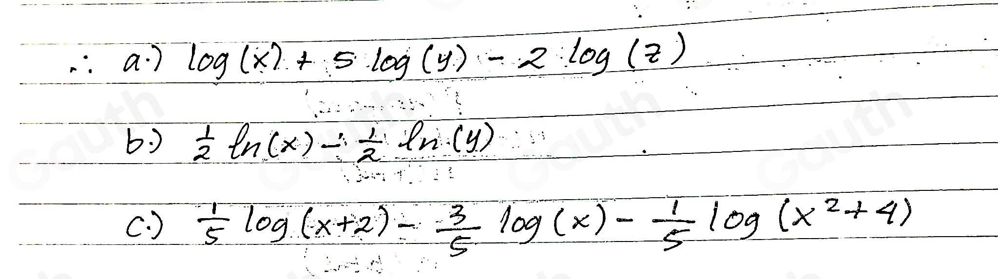 Solved: Use the Laws of Logarithms to expand the expression. (a) log ...