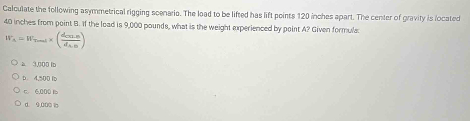 Solved: Calculate the following asymmetrical rigging scenario. The load ...