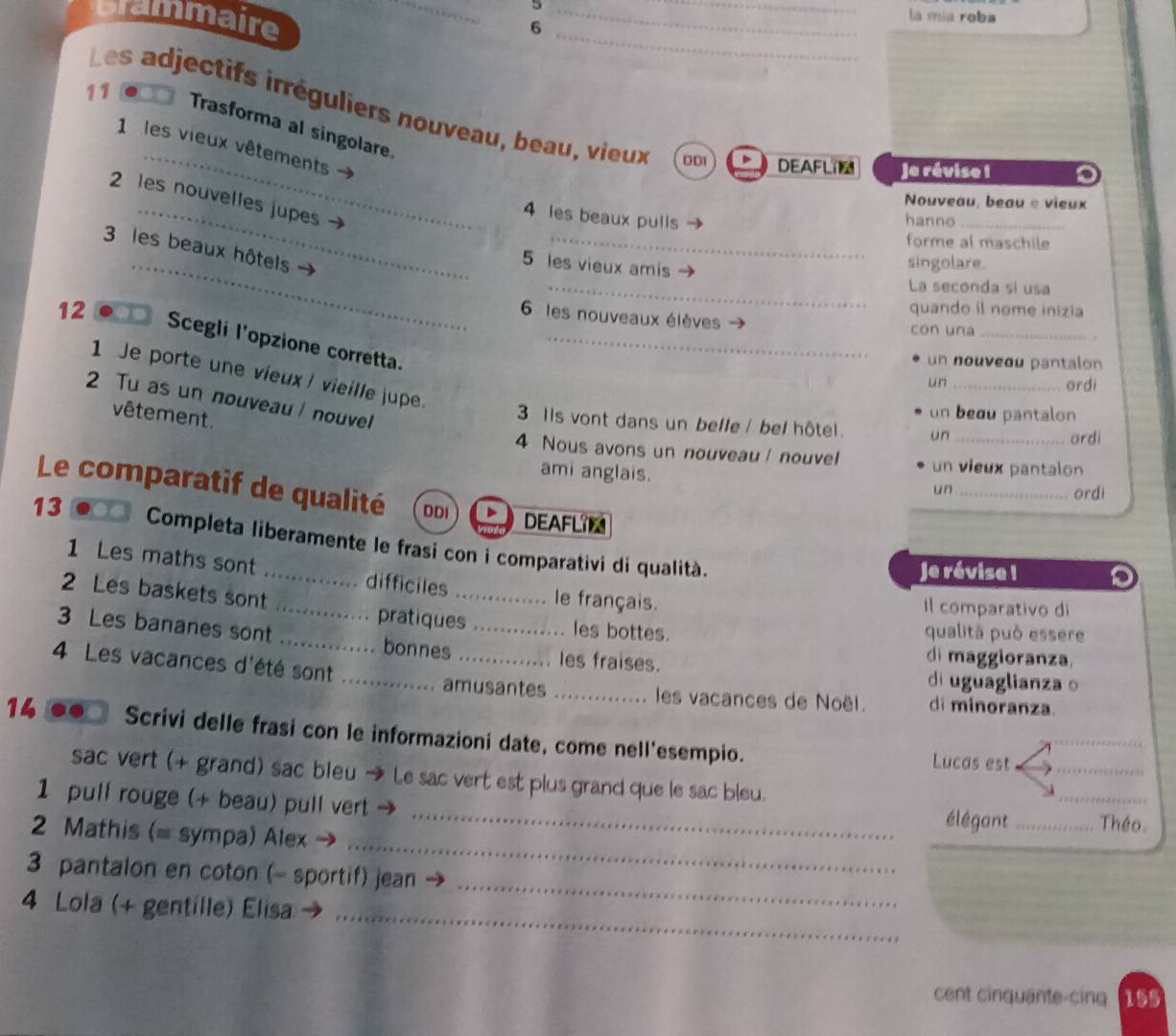 Risolto:Grammaire _ _5 _ la mía roba 6 _ 11 . _ Les adjectifs ...