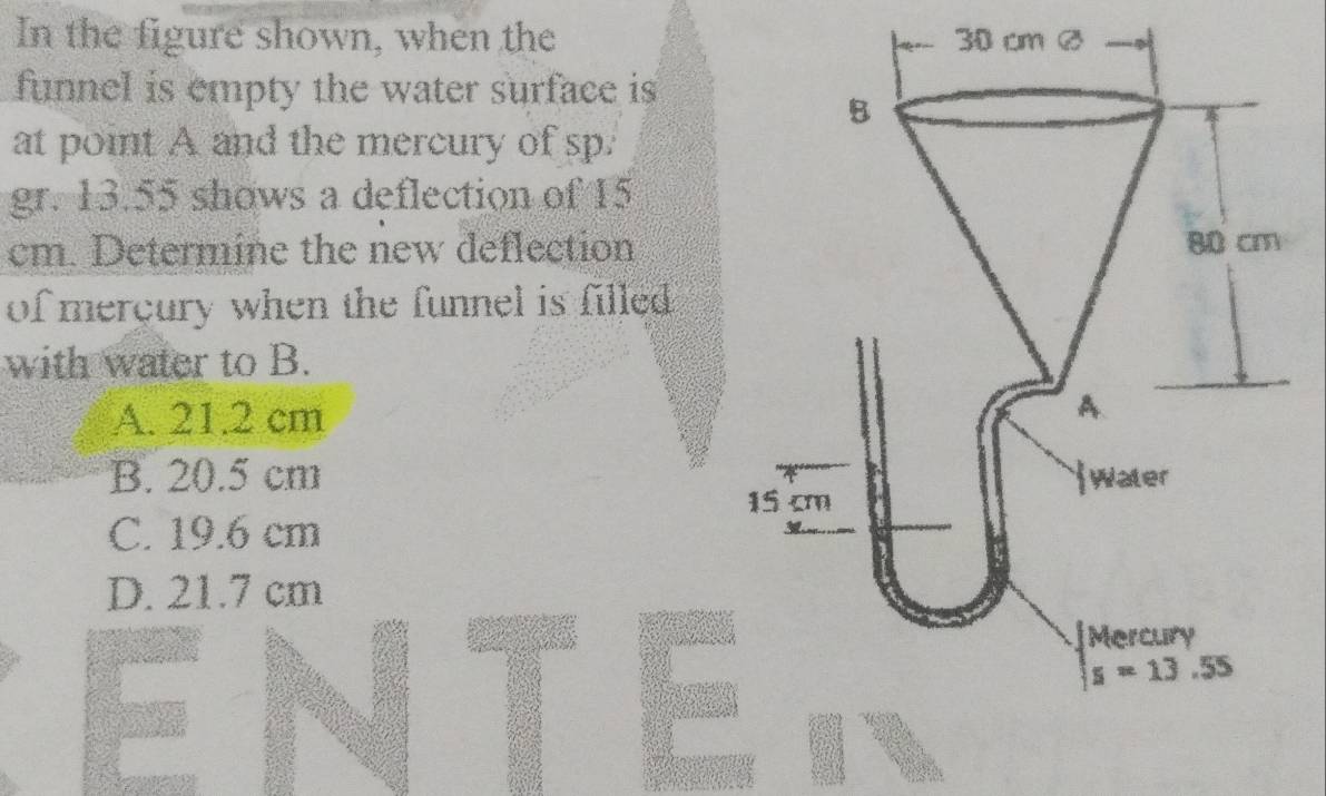 Solved: In the figure shown, when the 30 cm Ø funnel is empty the water ...