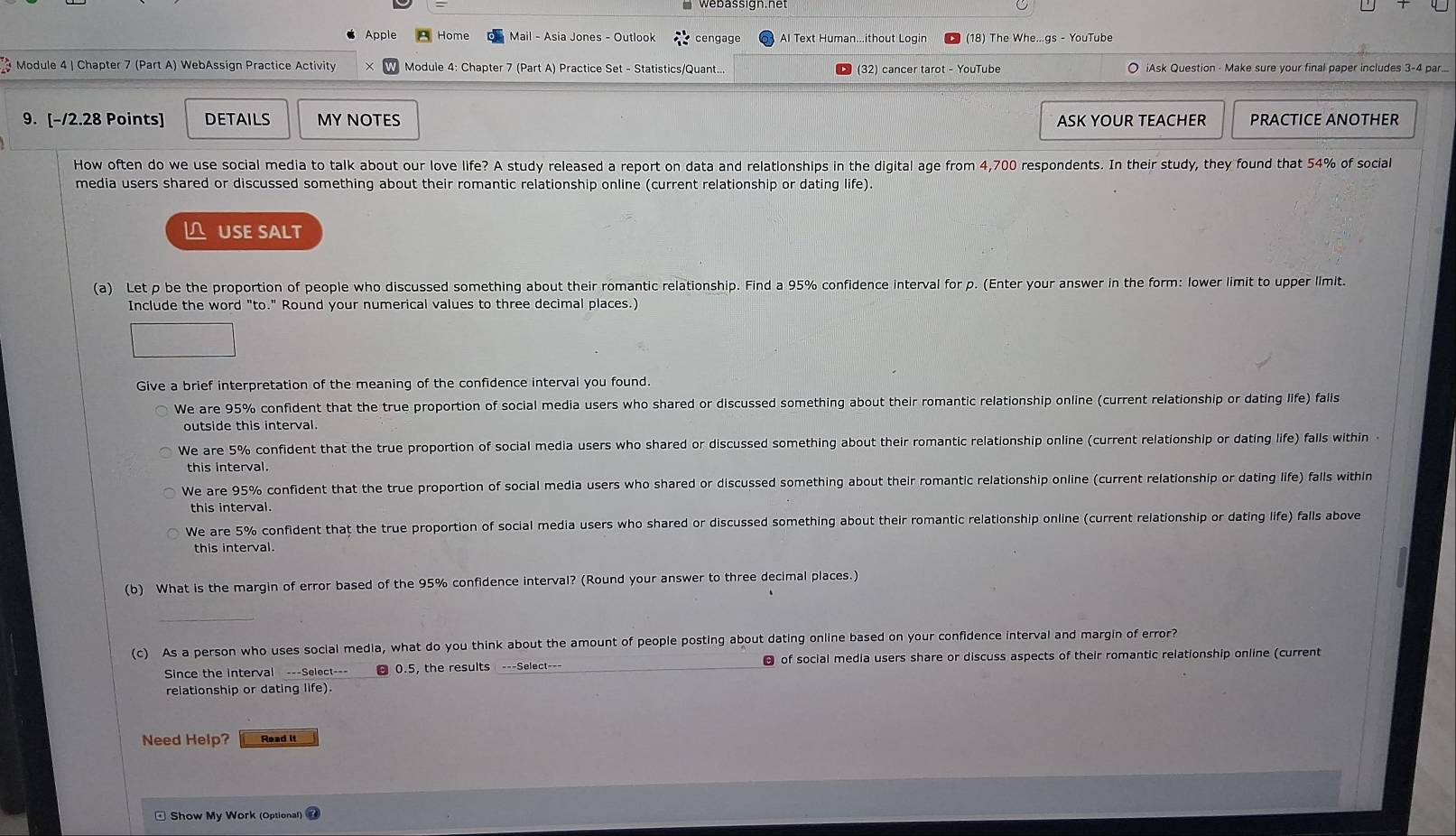 Solved: Home Mail - Asia Jones - Outlook cengage Al Text Human...ithout ...