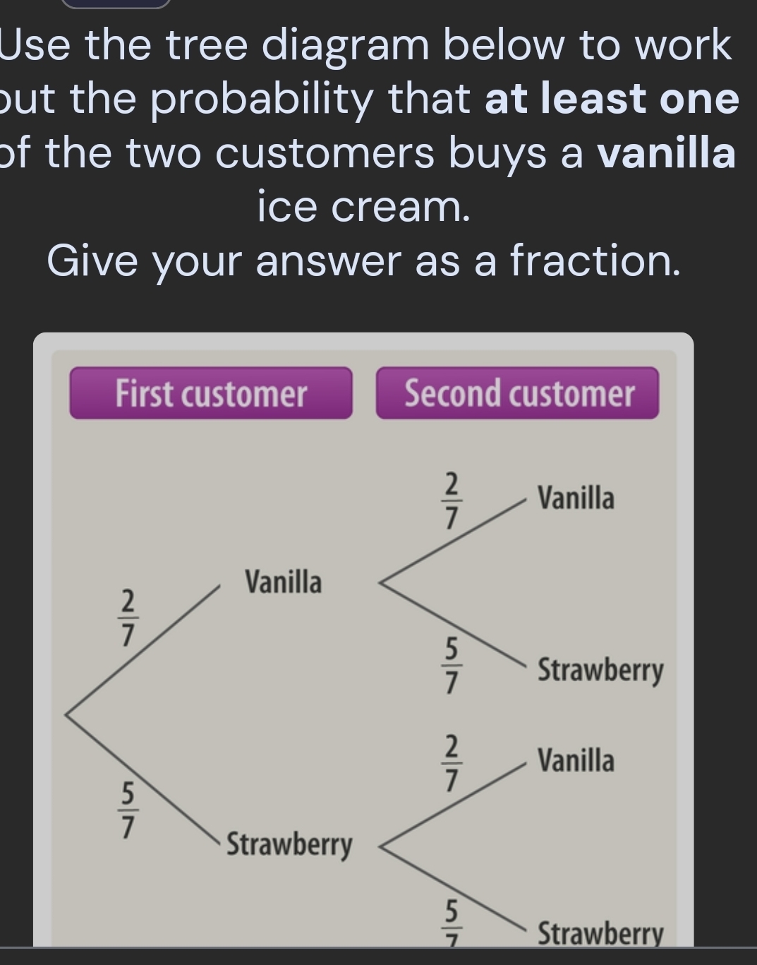 Résolu :Use the tree diagram below to work but the probability that at ...