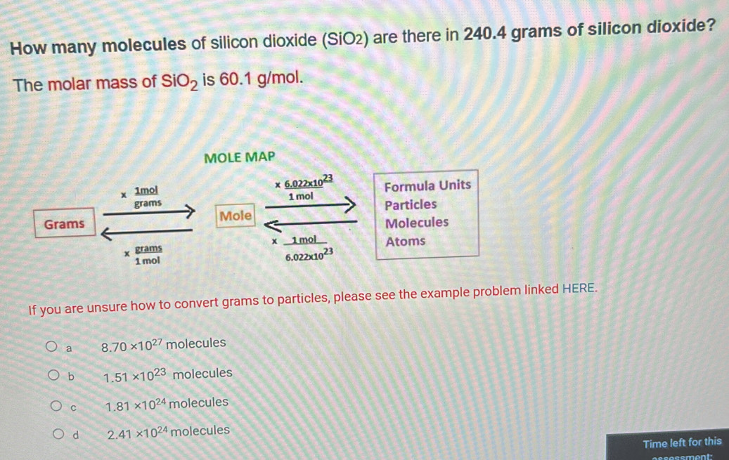 Solved: How many molecules of silicon dioxide (SiO2) are there in 240.4 ...