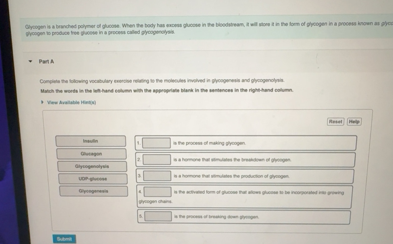 Solved: Glycogen is a branched polymer of glucose. When the body has ...