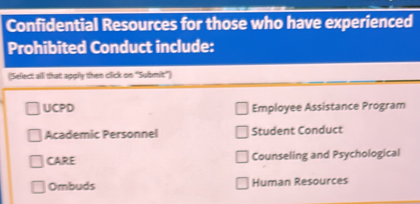 Solved: Confidential Resources for those who have experienced ...